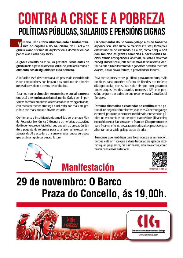 Panfleto Contra a crise e a pobreza 2022 - CIG: Confederación ...